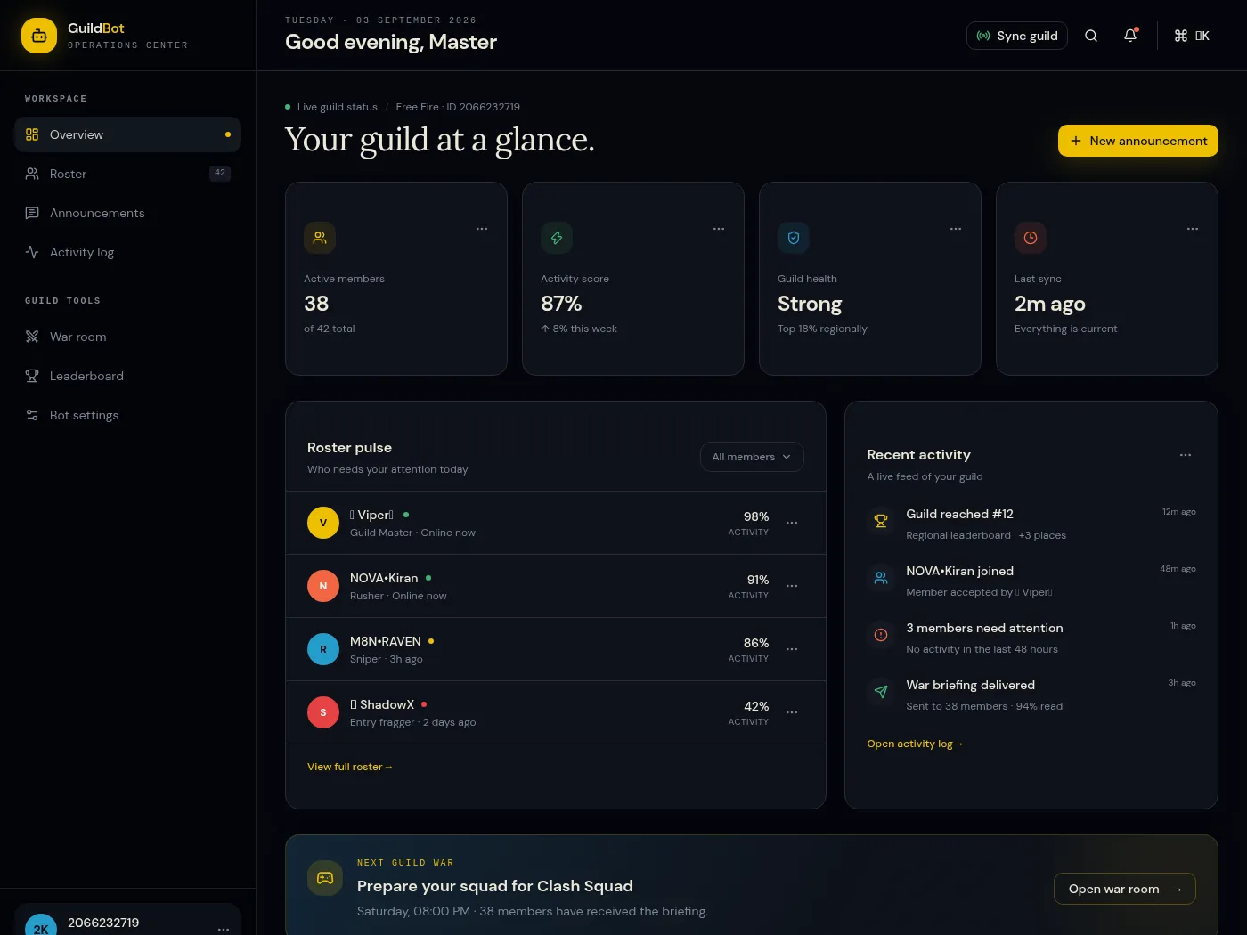 Free Fire GuildBot