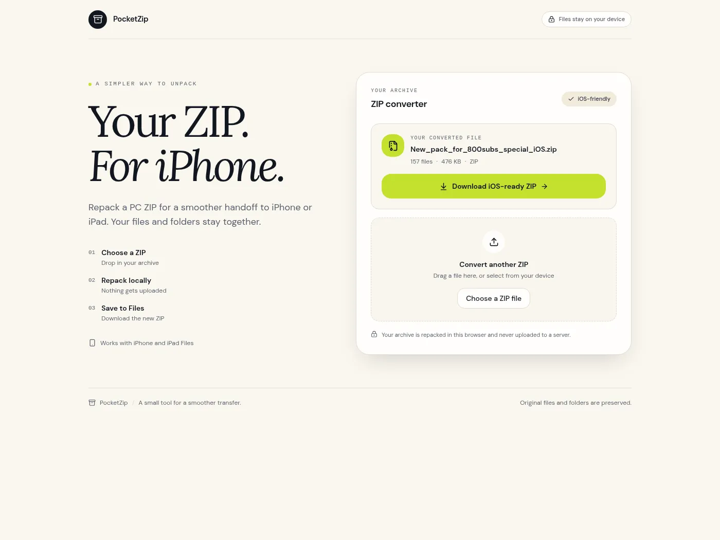 PC to iOS Zip Converter