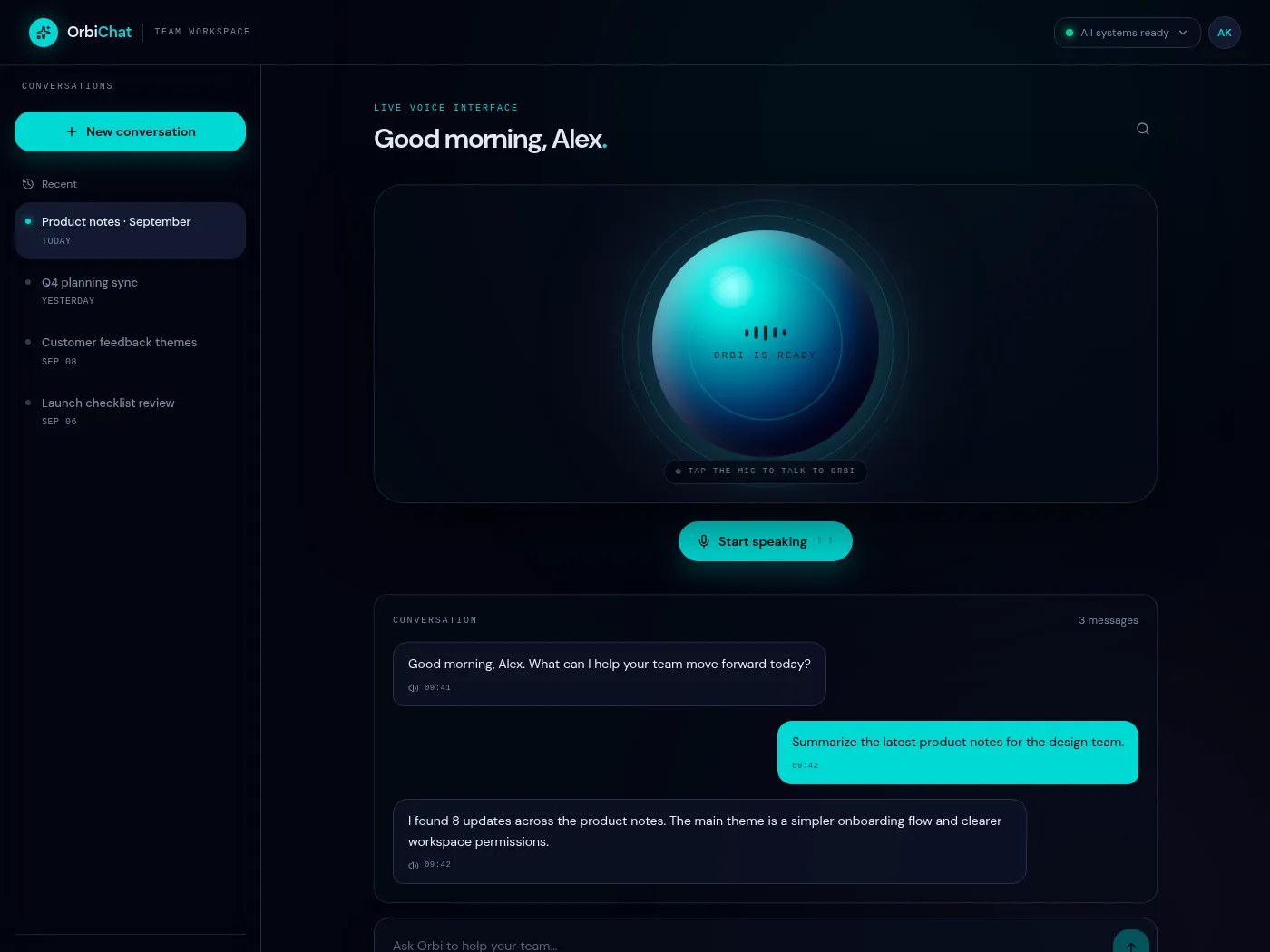 OrbiChat Voice UI