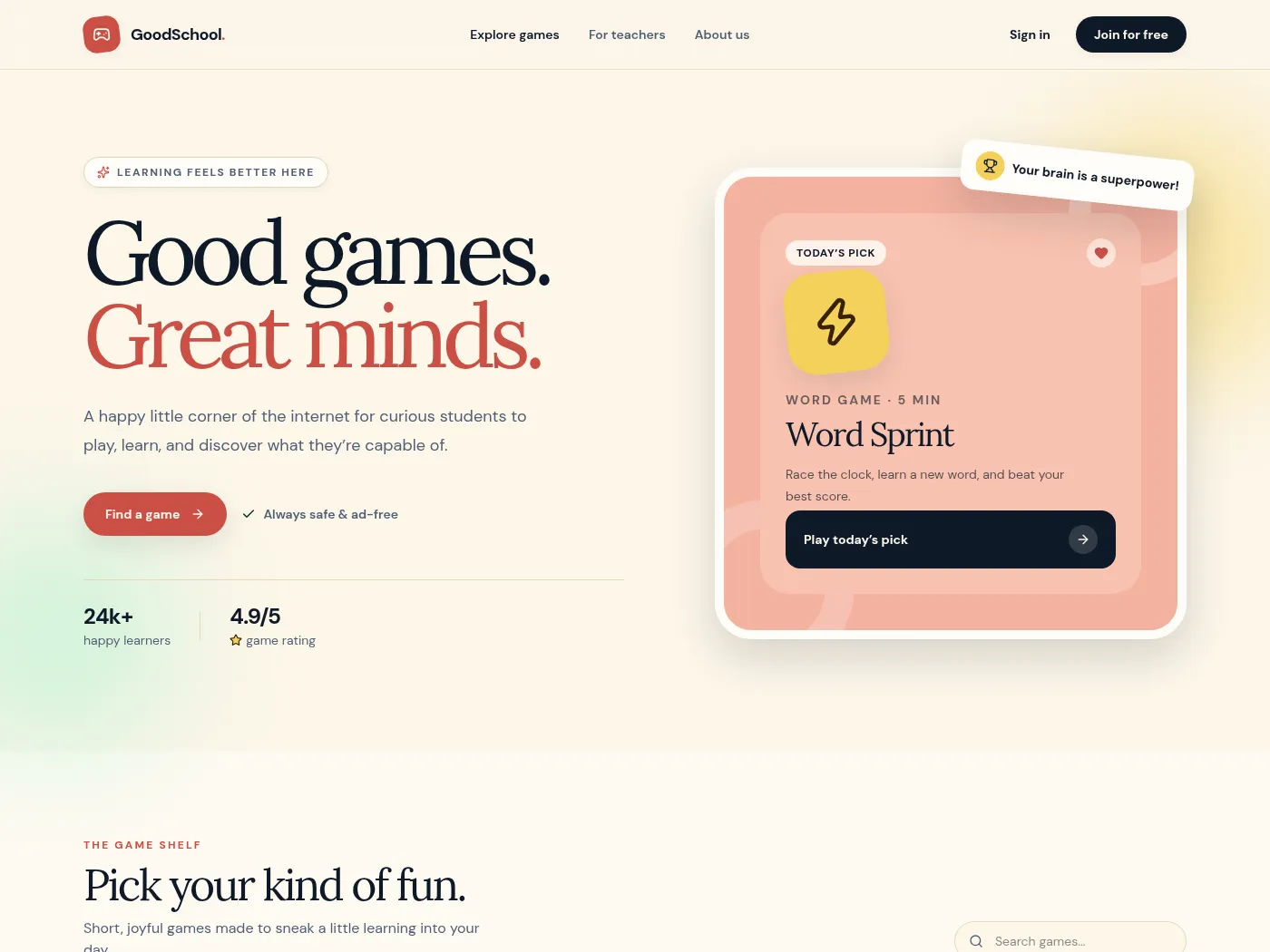 GoodSchool Games Hub