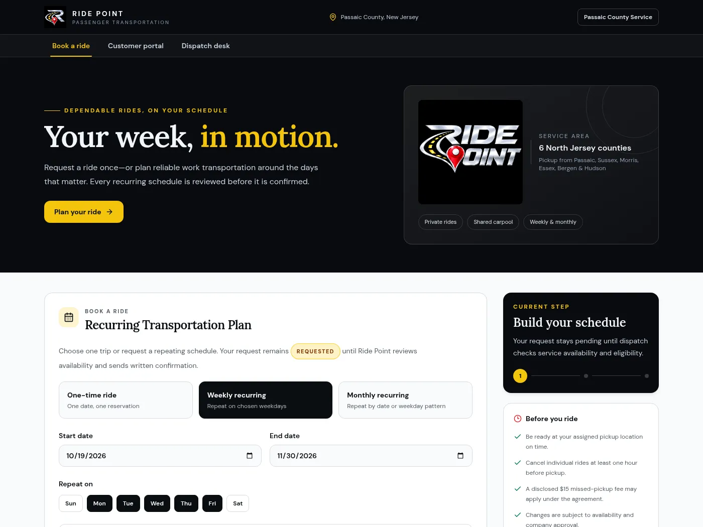 Ride Point Recurring Booking