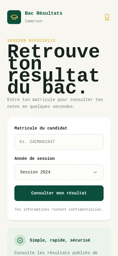 Bac Cameroun Résultats App