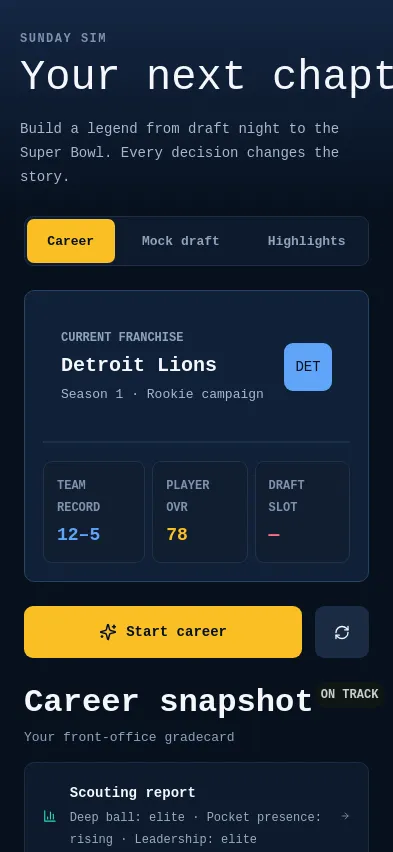 NFL Career Simulator
