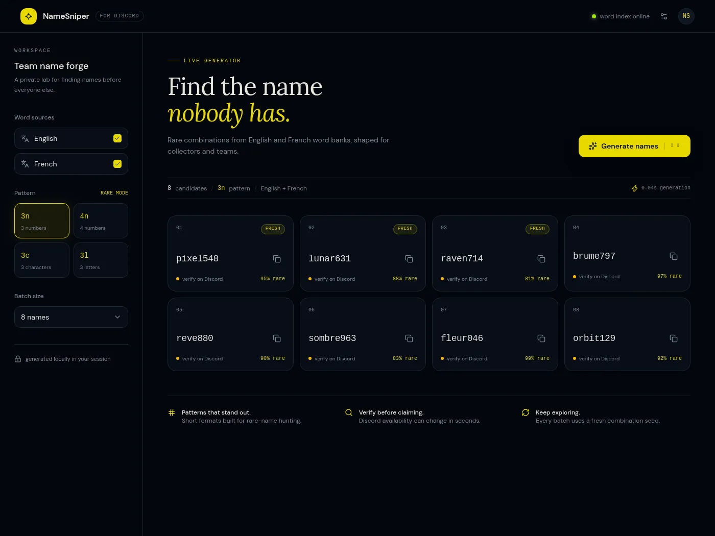 NameSniper for Discord