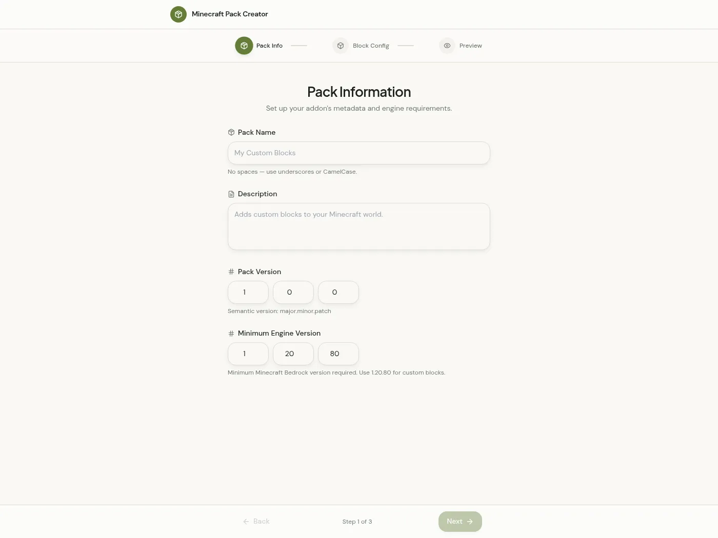 Minecraft Pack Creator