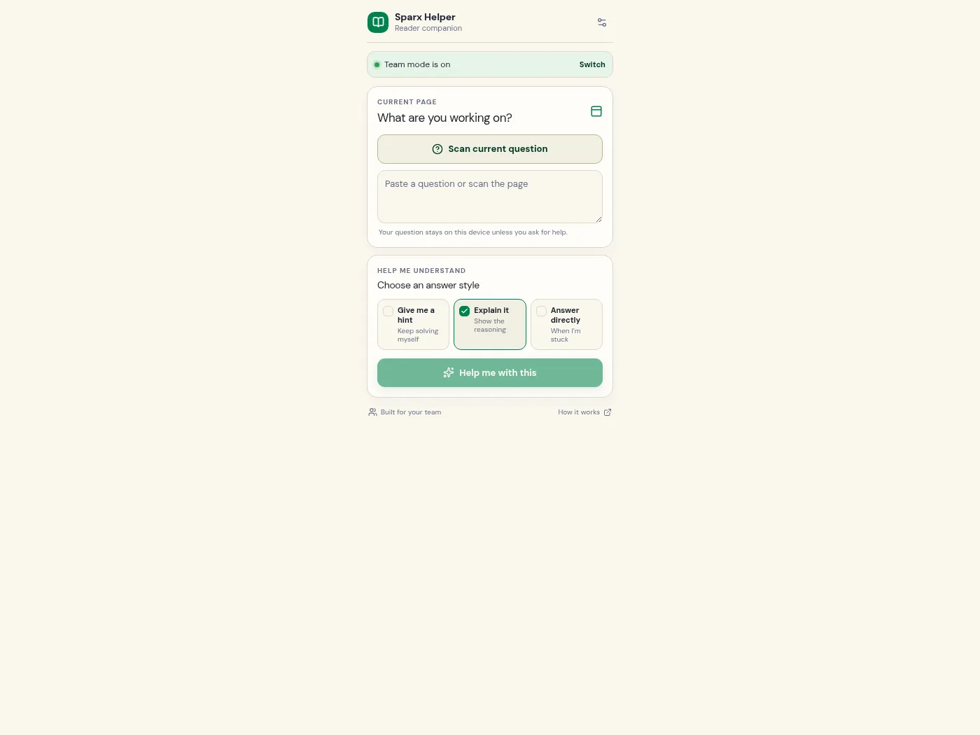 Sparx Reader AI Helper