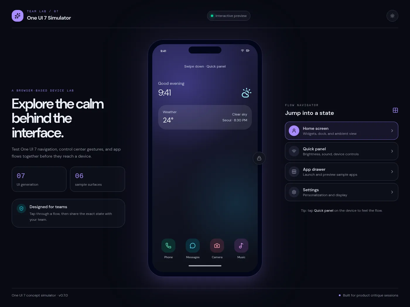 One UI 7 Web Simulator