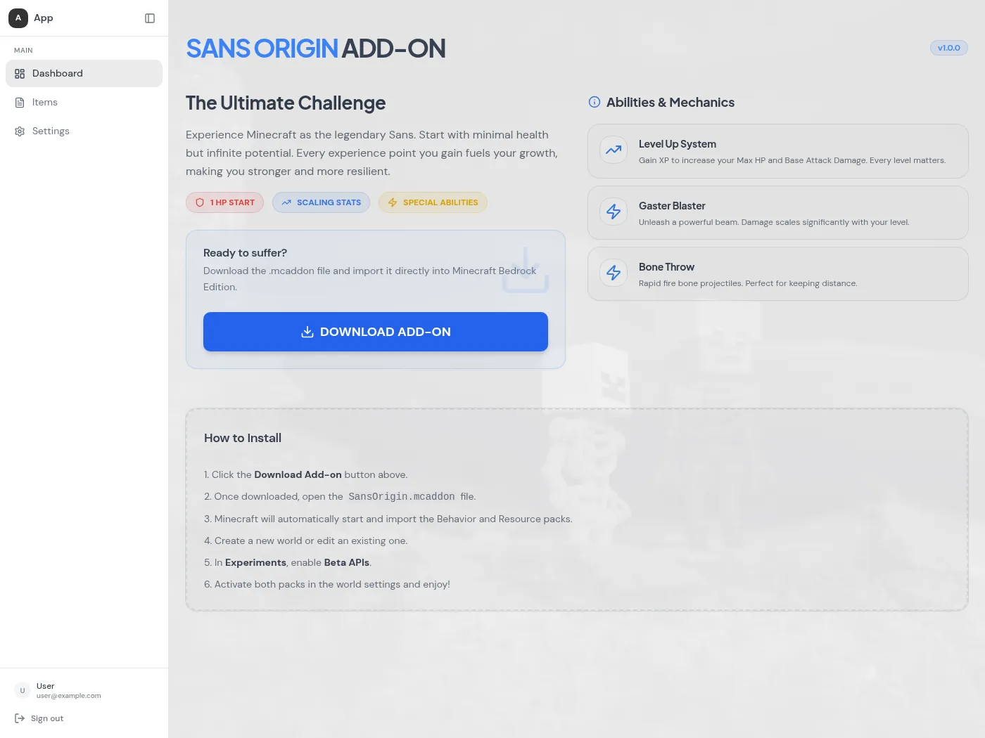 Sans Origin Add-On