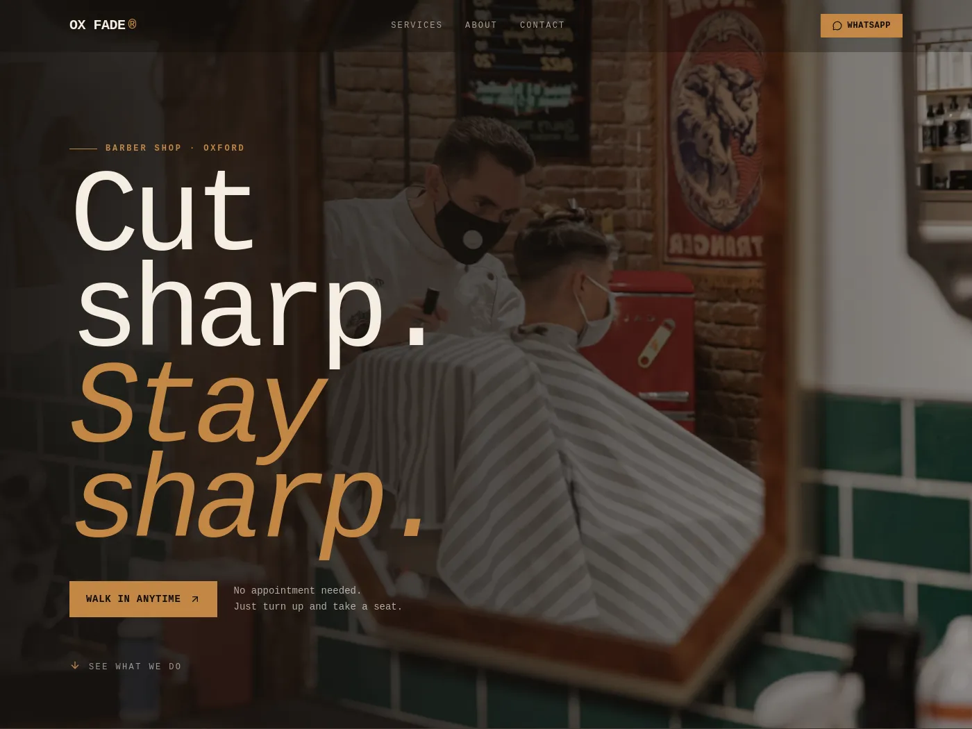OX FADE Landing Page