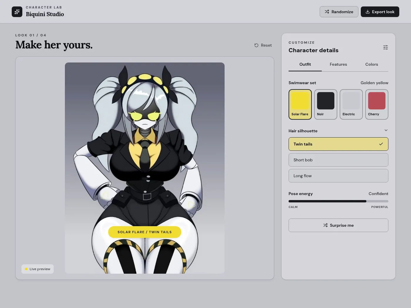 Biquini Character Creator
