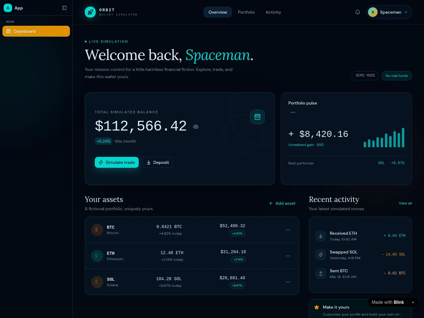 Spaceman Wallet Simulator