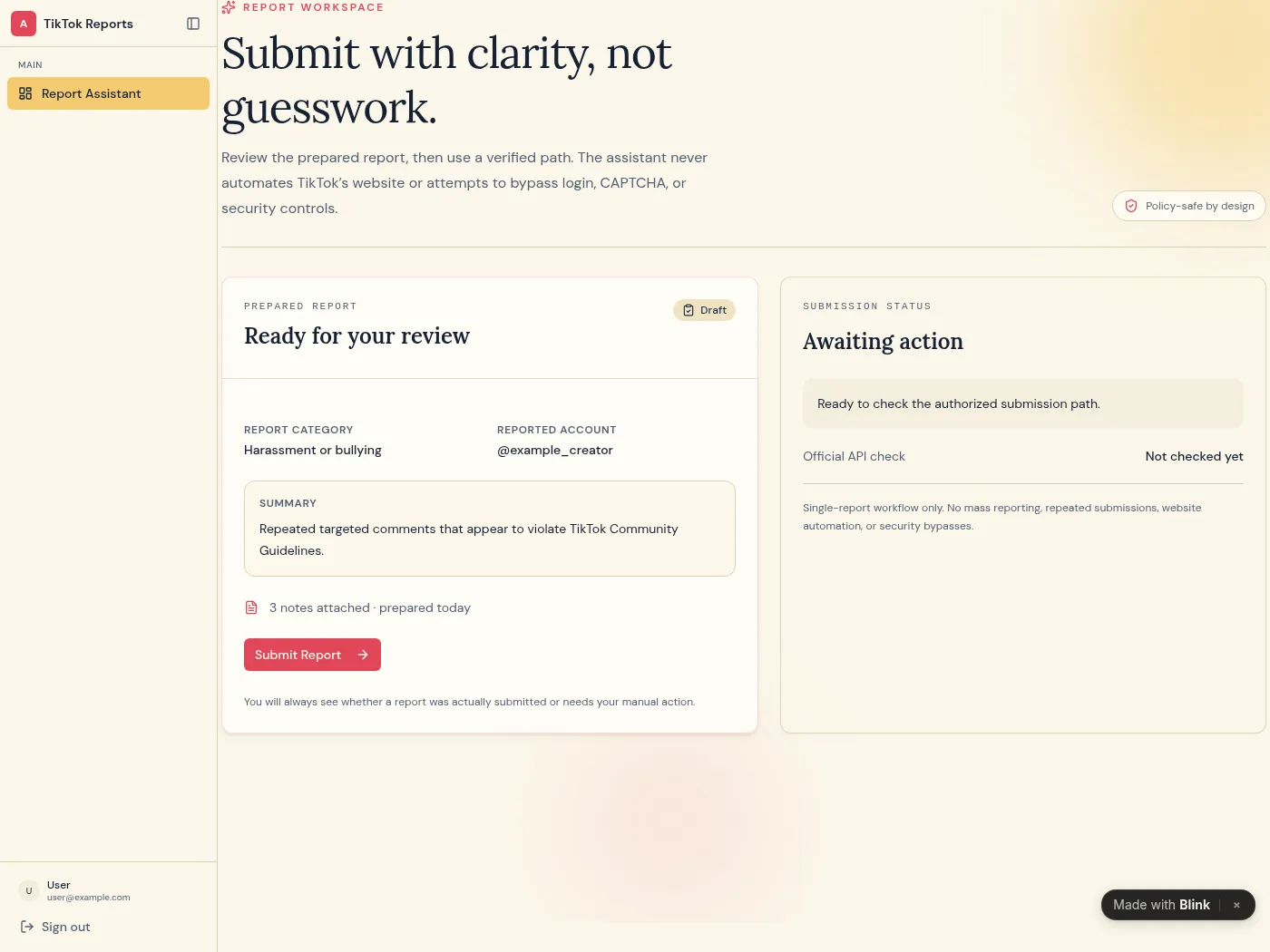 TikTok Report Submitter