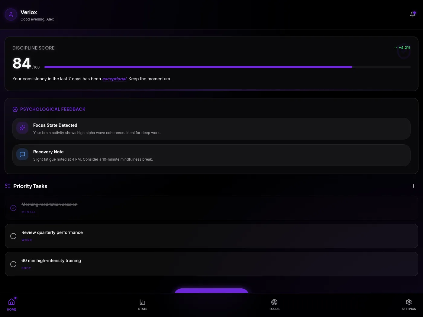 Veriox Mobile Dashboard