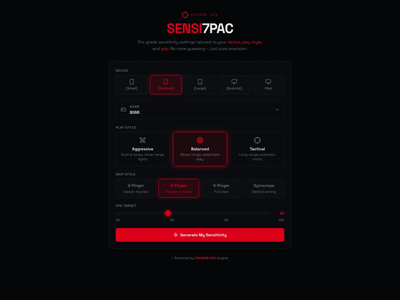 SENSI7PAC Sensitivity Finder