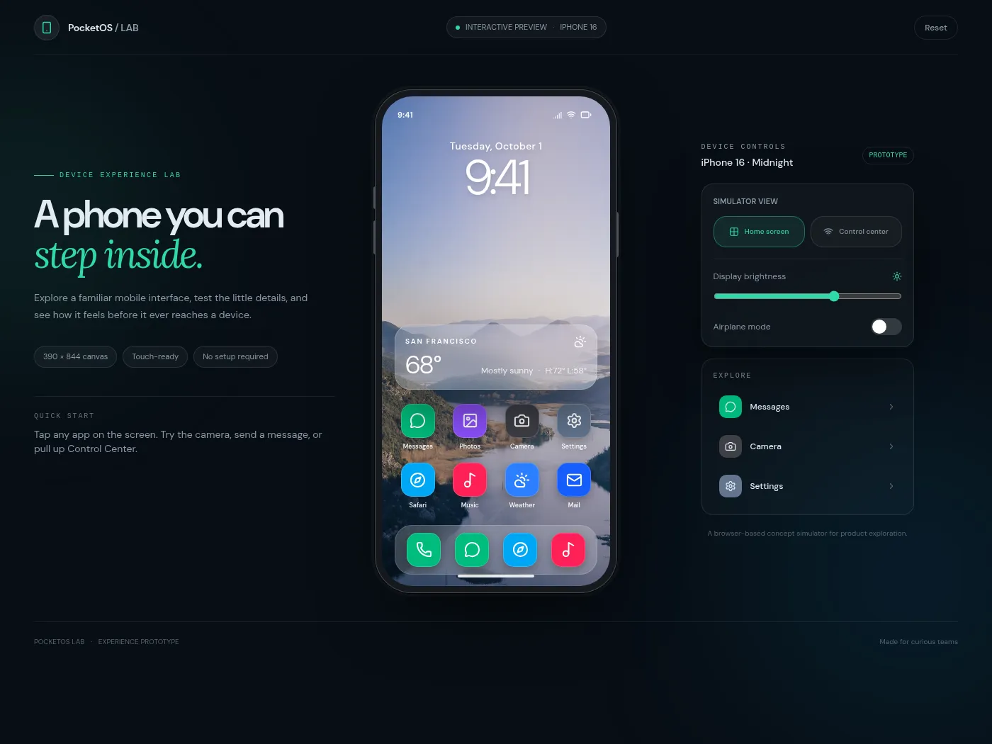 iPhone 16 UX Simulator
