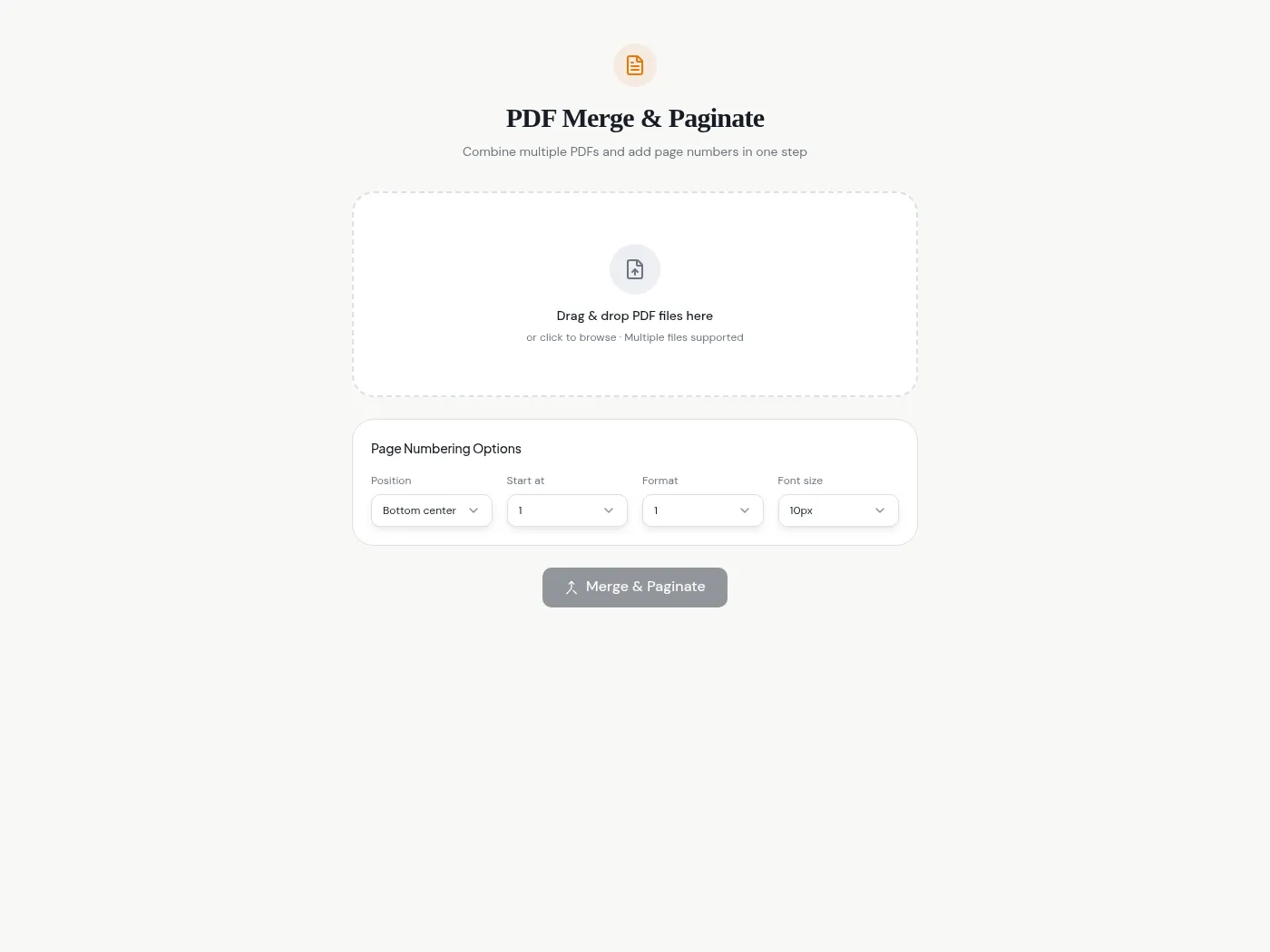 PDF Merge & Paginate