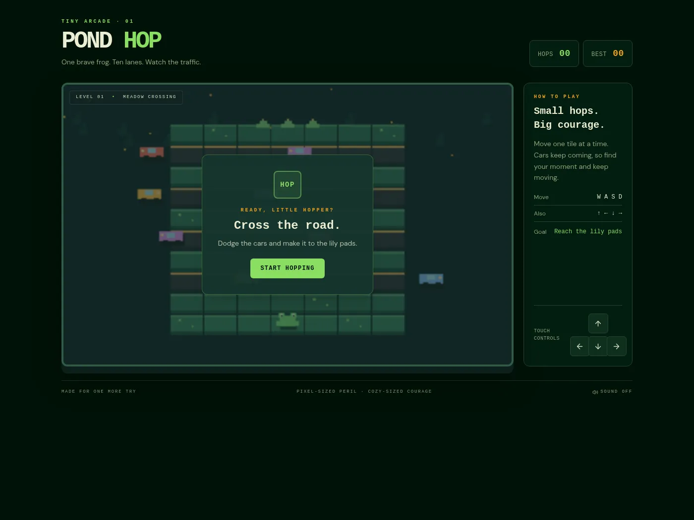 Pixel Frog Road Game