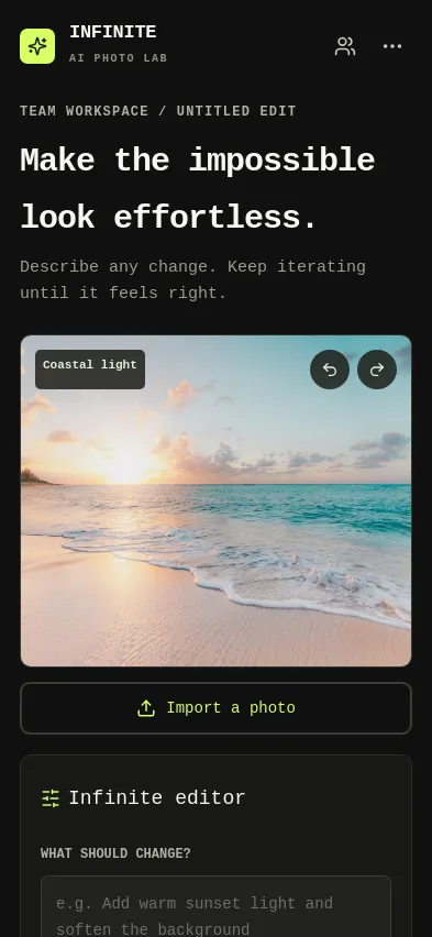Infinite AI Photo Lab