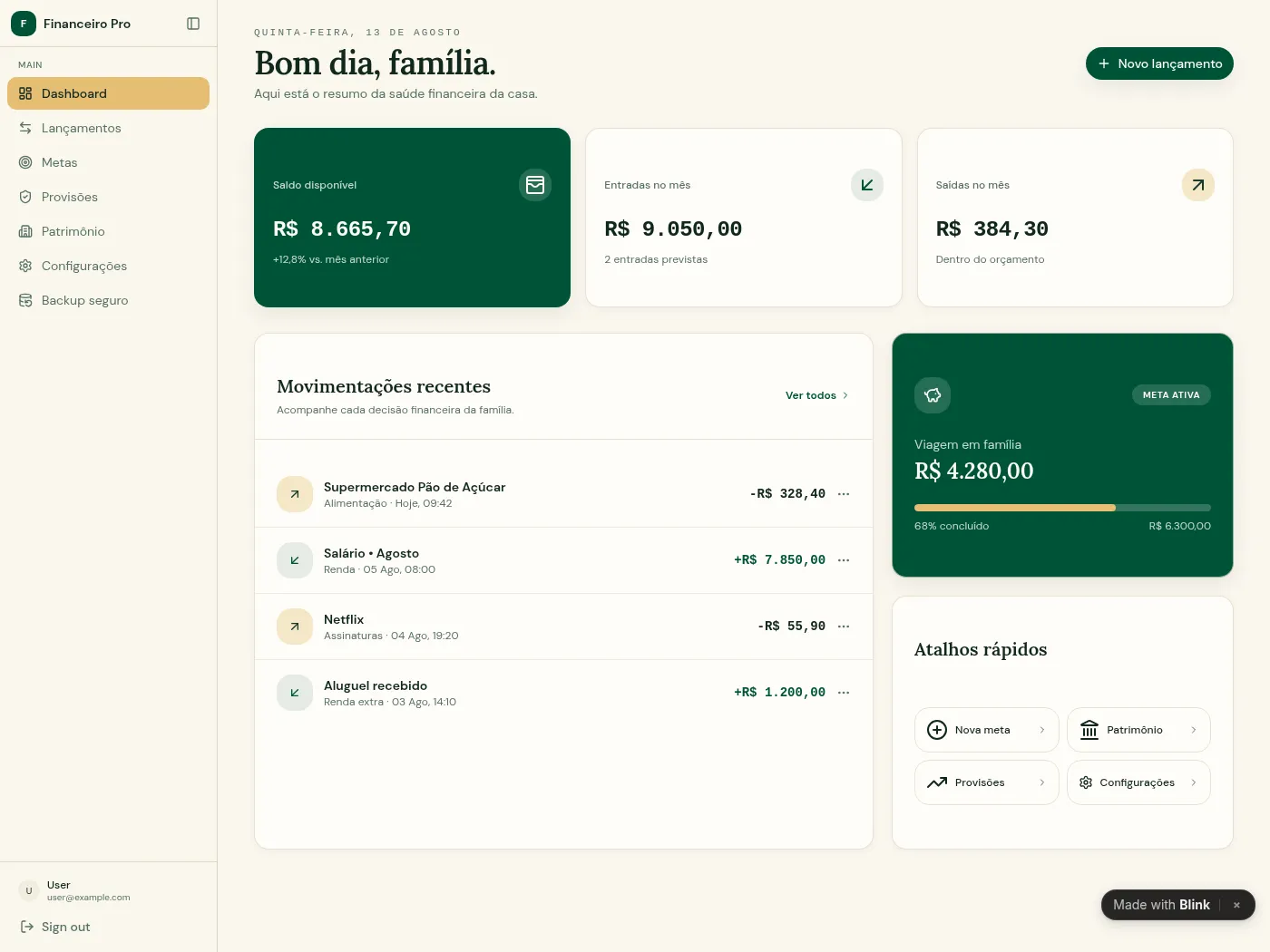 Financeiro Doméstico Pro