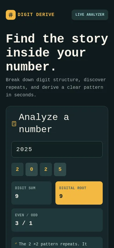 Digit Derive Analyzer