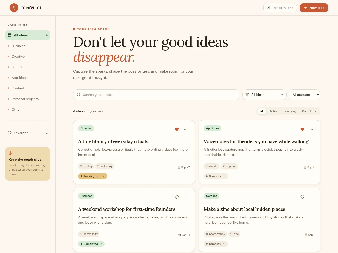 IdeaVault Organizer
