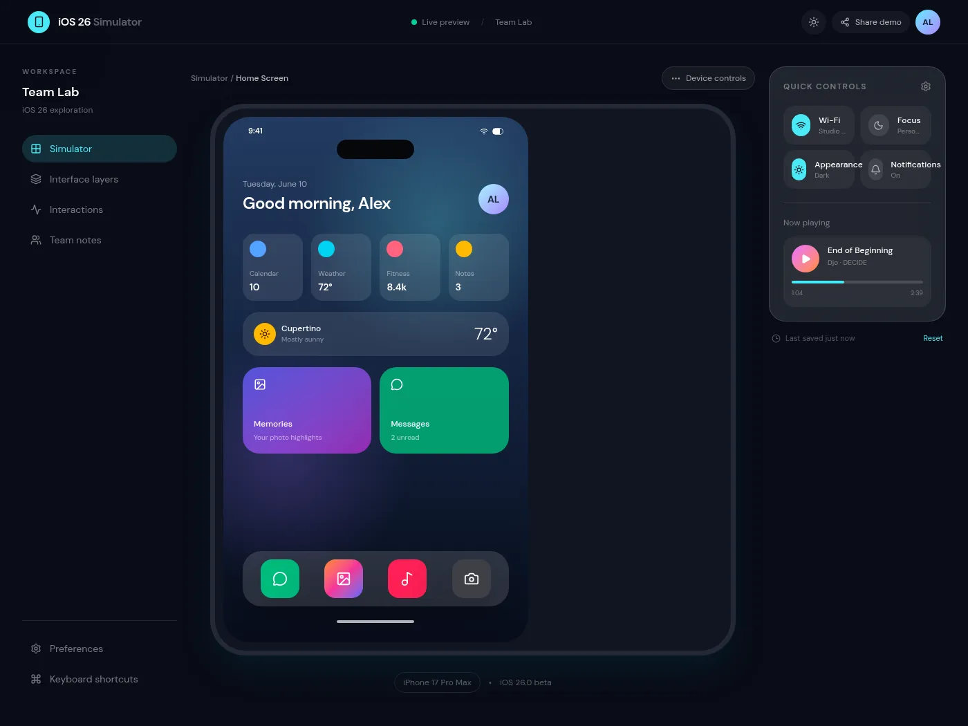 iOS 26 Web Simulator