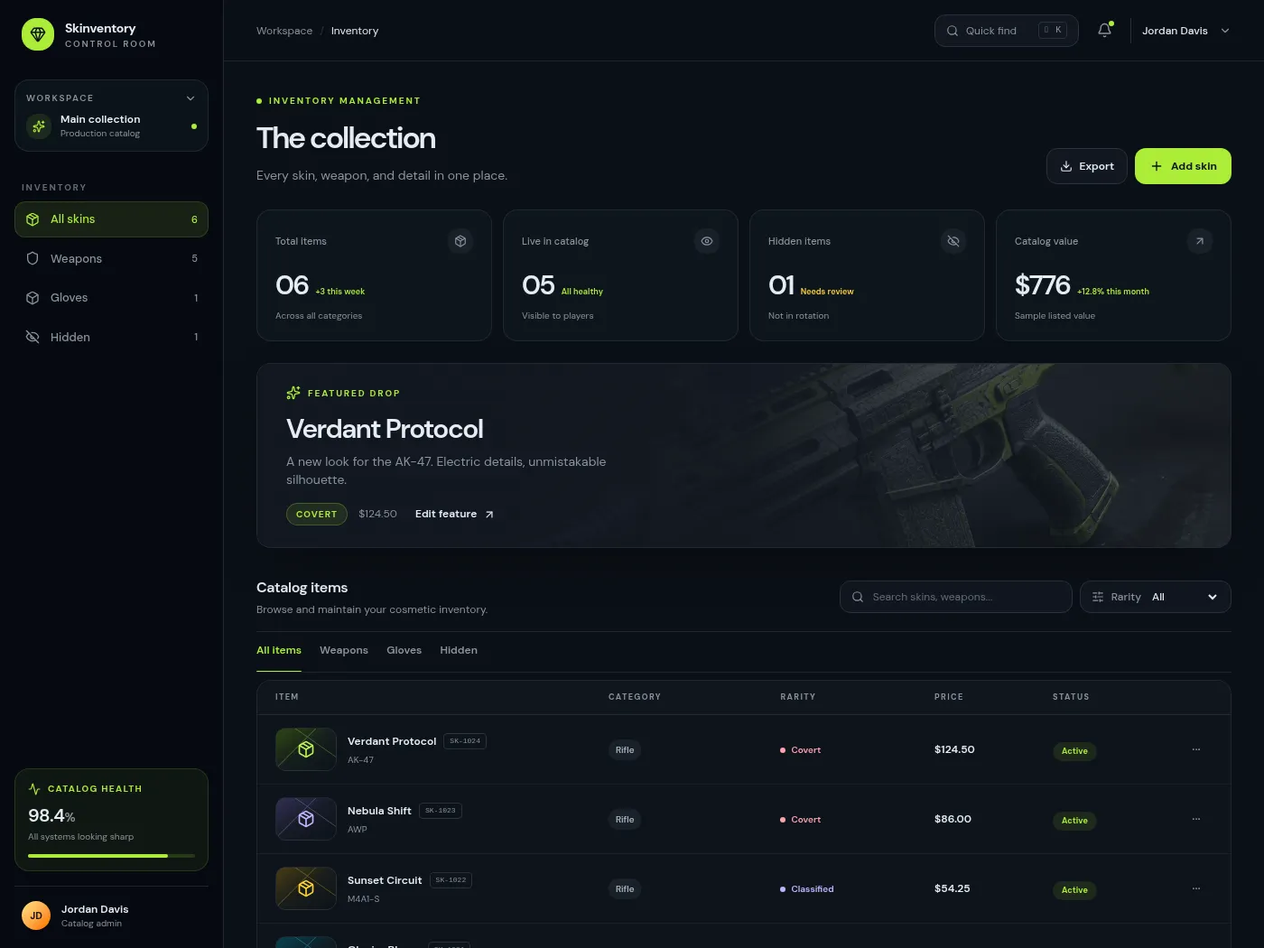Skinventory Admin Portal