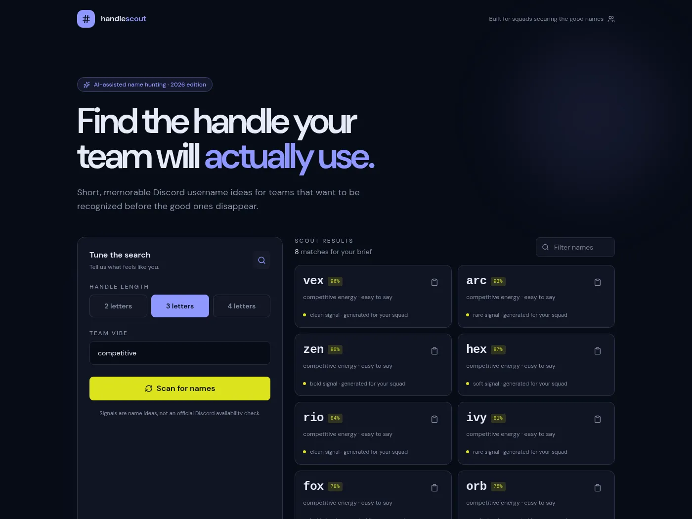 Discord Name Finder AI