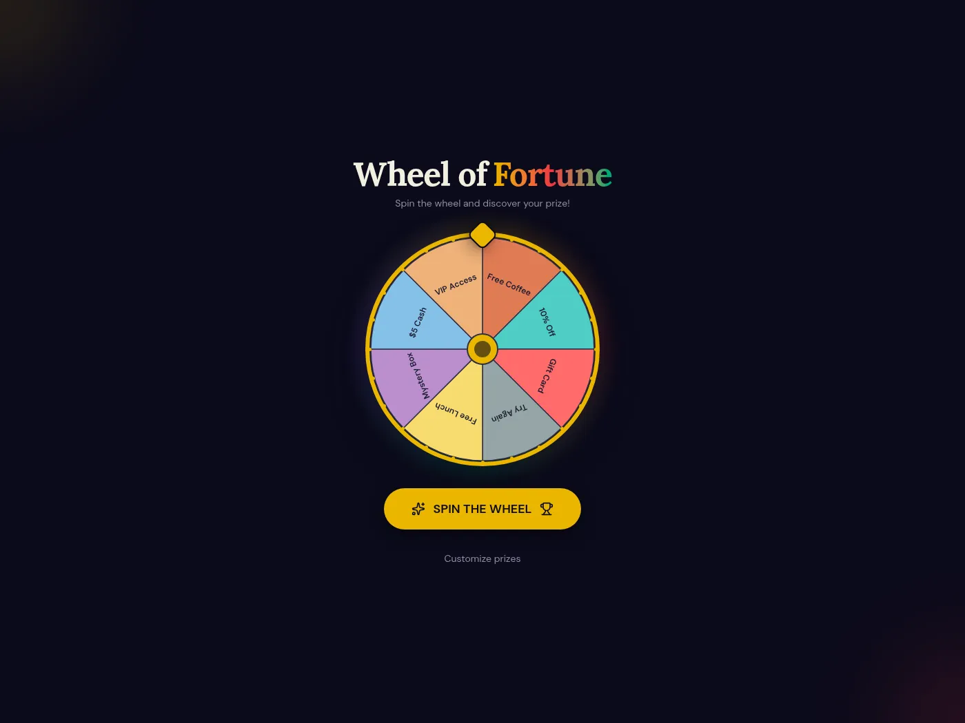 Web Wheel of Fortune