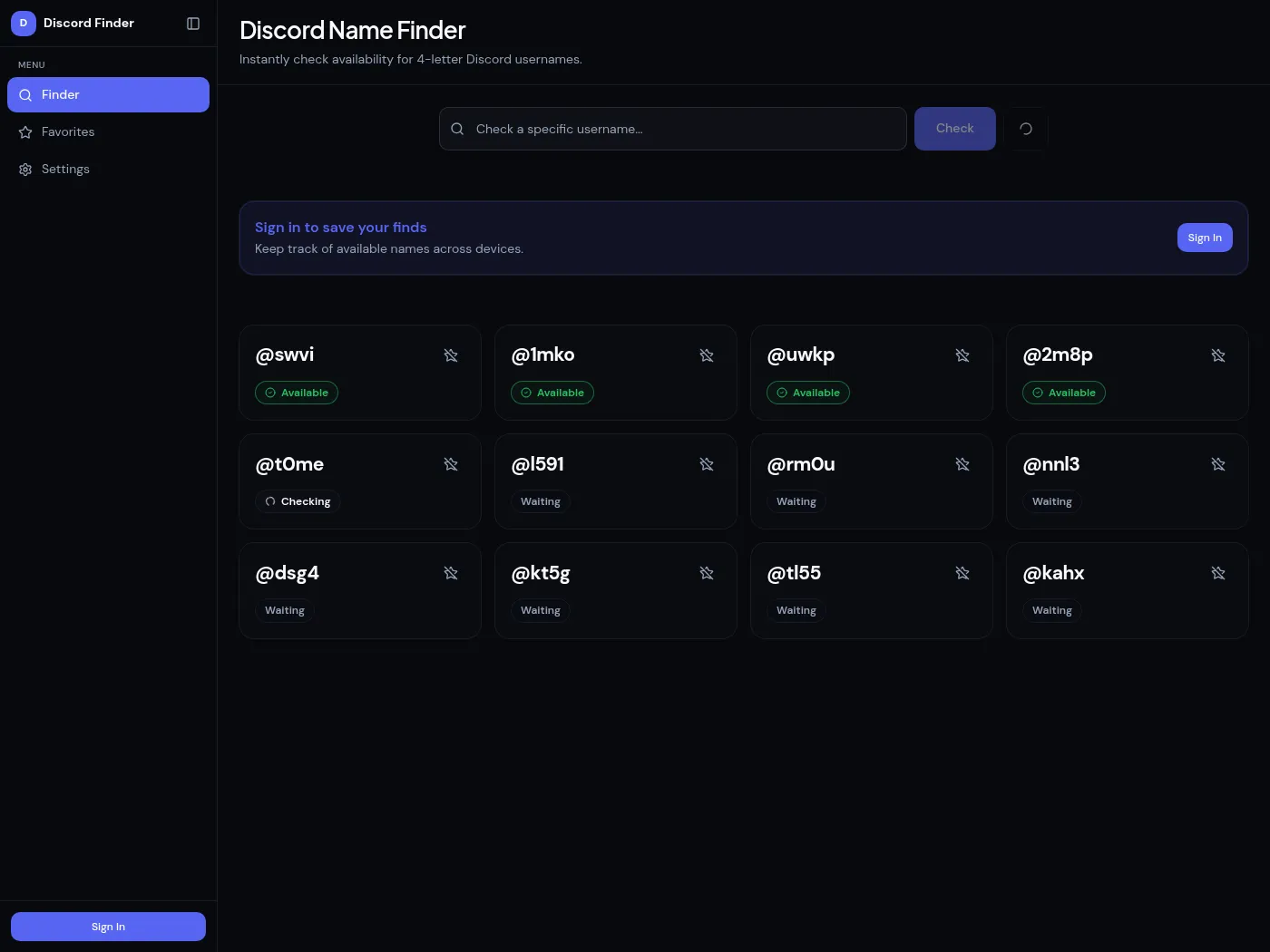 Discord Name Finder