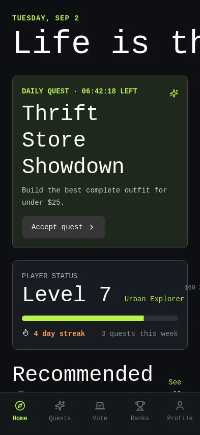 SideQuest Social Gaming App