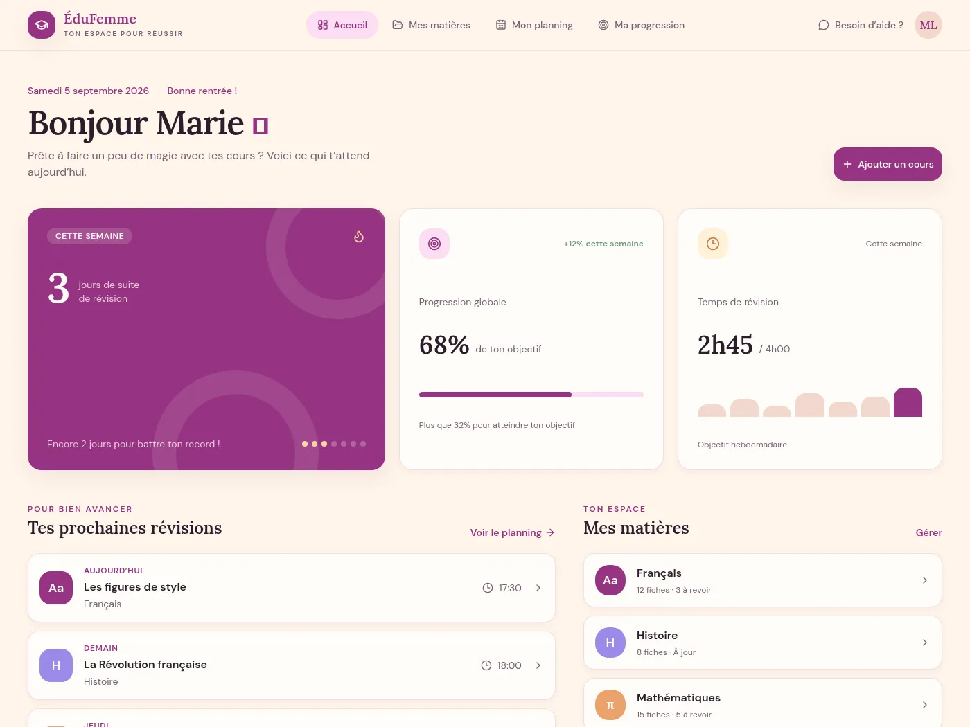 ÉduFemme AI Study App