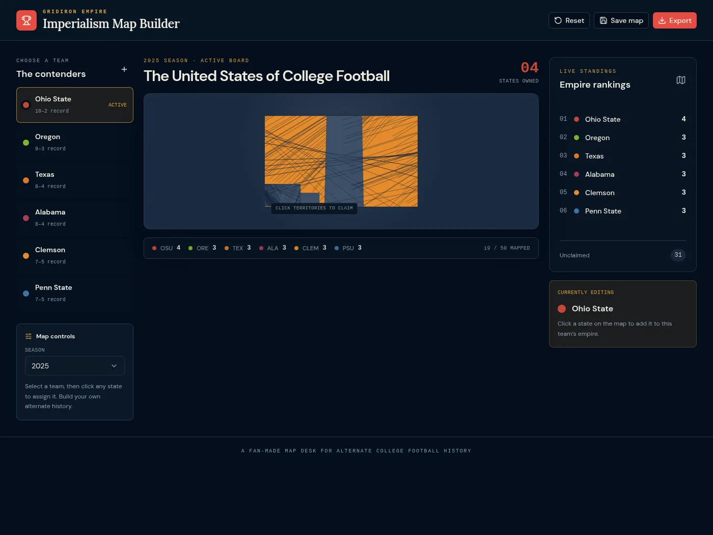 Gridiron Empire Map