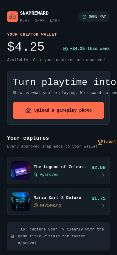 SwitchPlay Snap Rewards