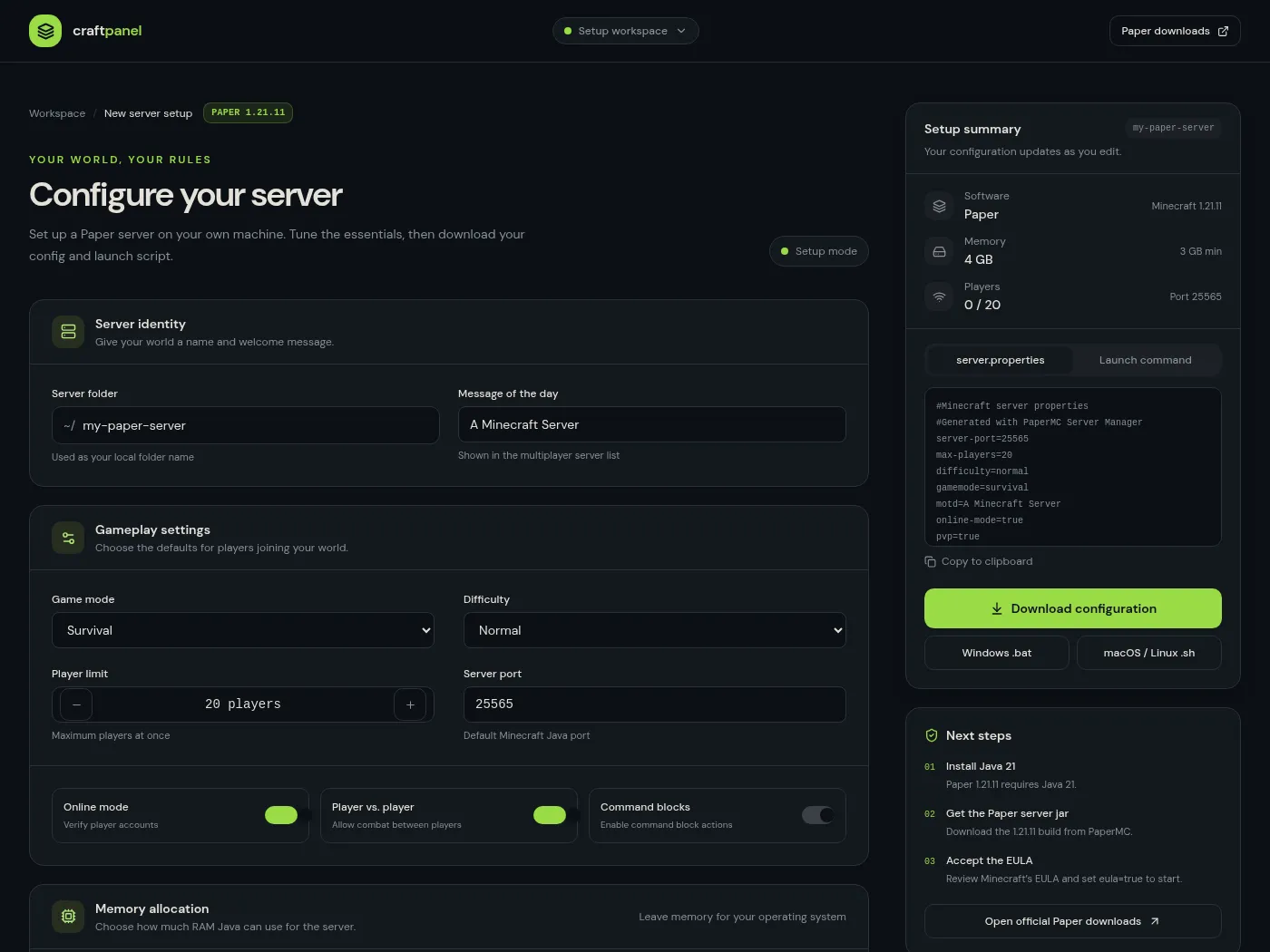 PaperMC Server Manager