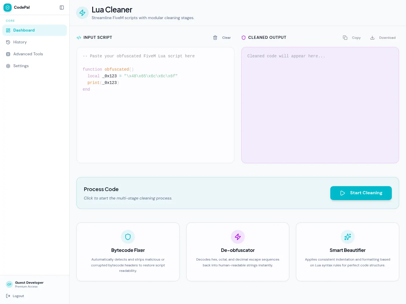 CodePal Lua Cleaner