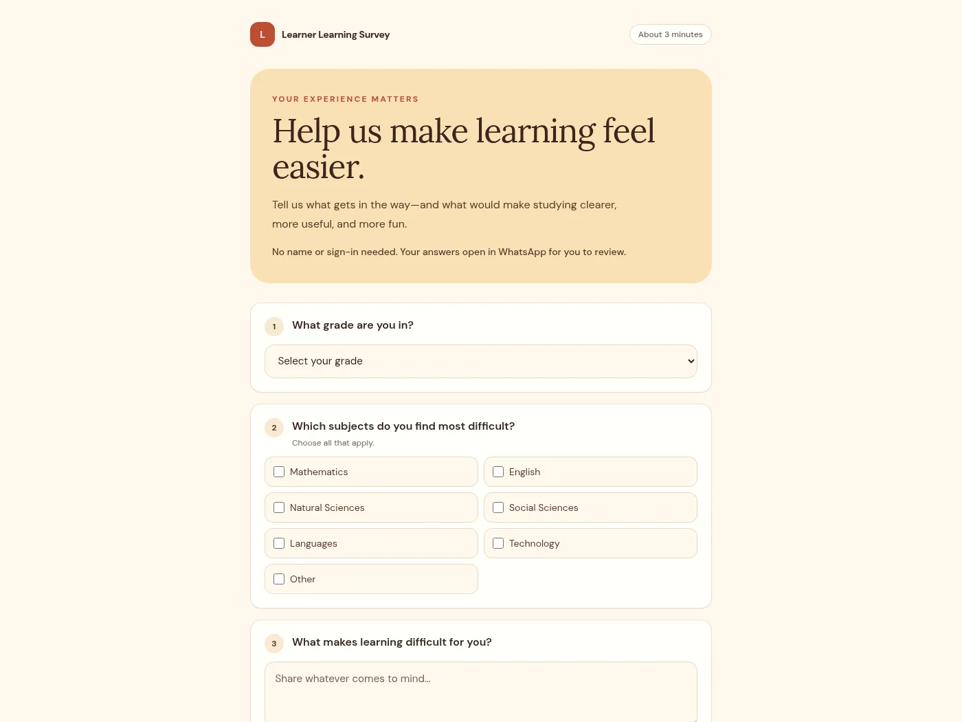 Learner Learning Survey