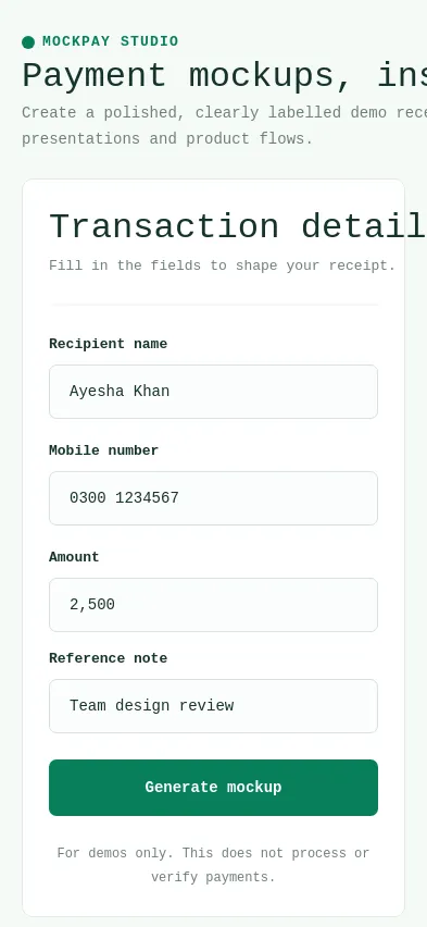 Easypaisa MockPay Creator