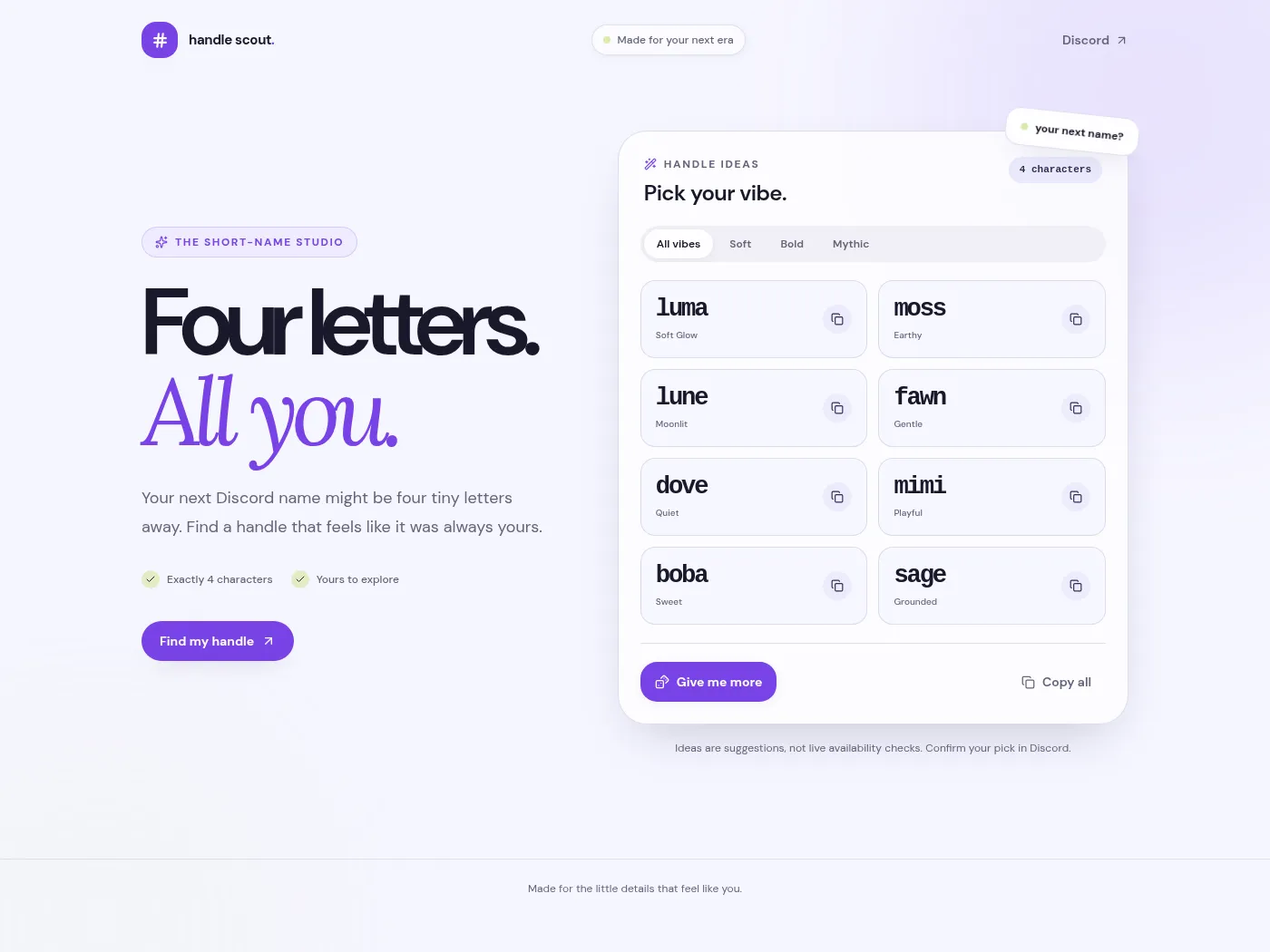 Discord 4-Letter Finder
