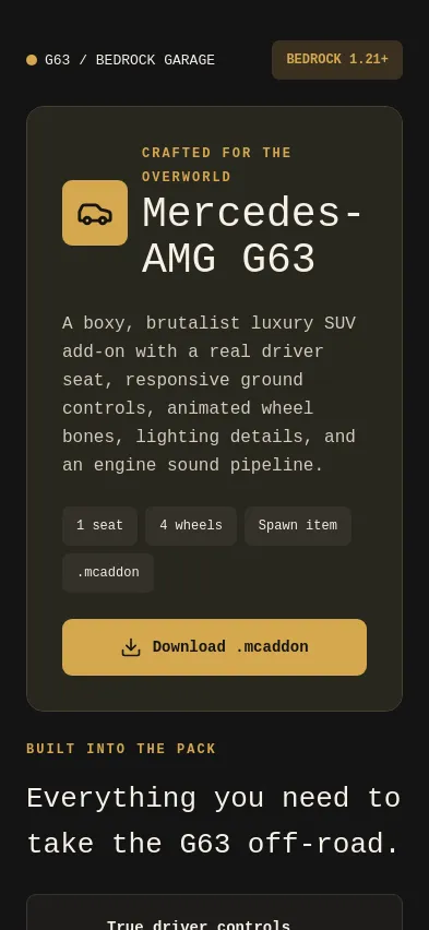 G63 Minecraft Add-On