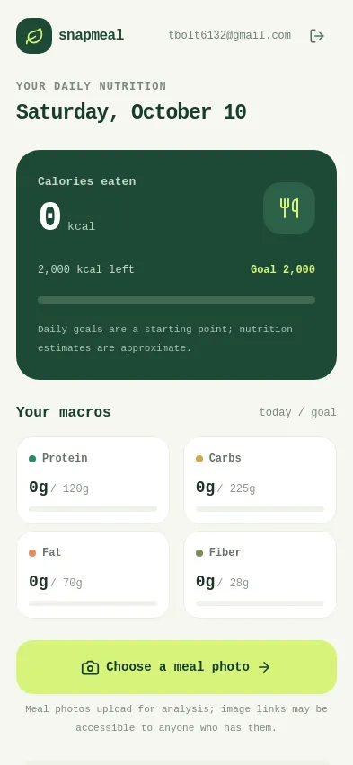 SnapMeal AI Tracker