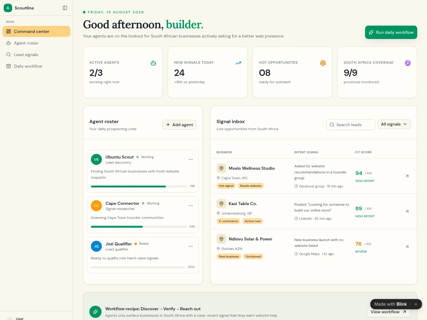 Agent Workflow Dashboard