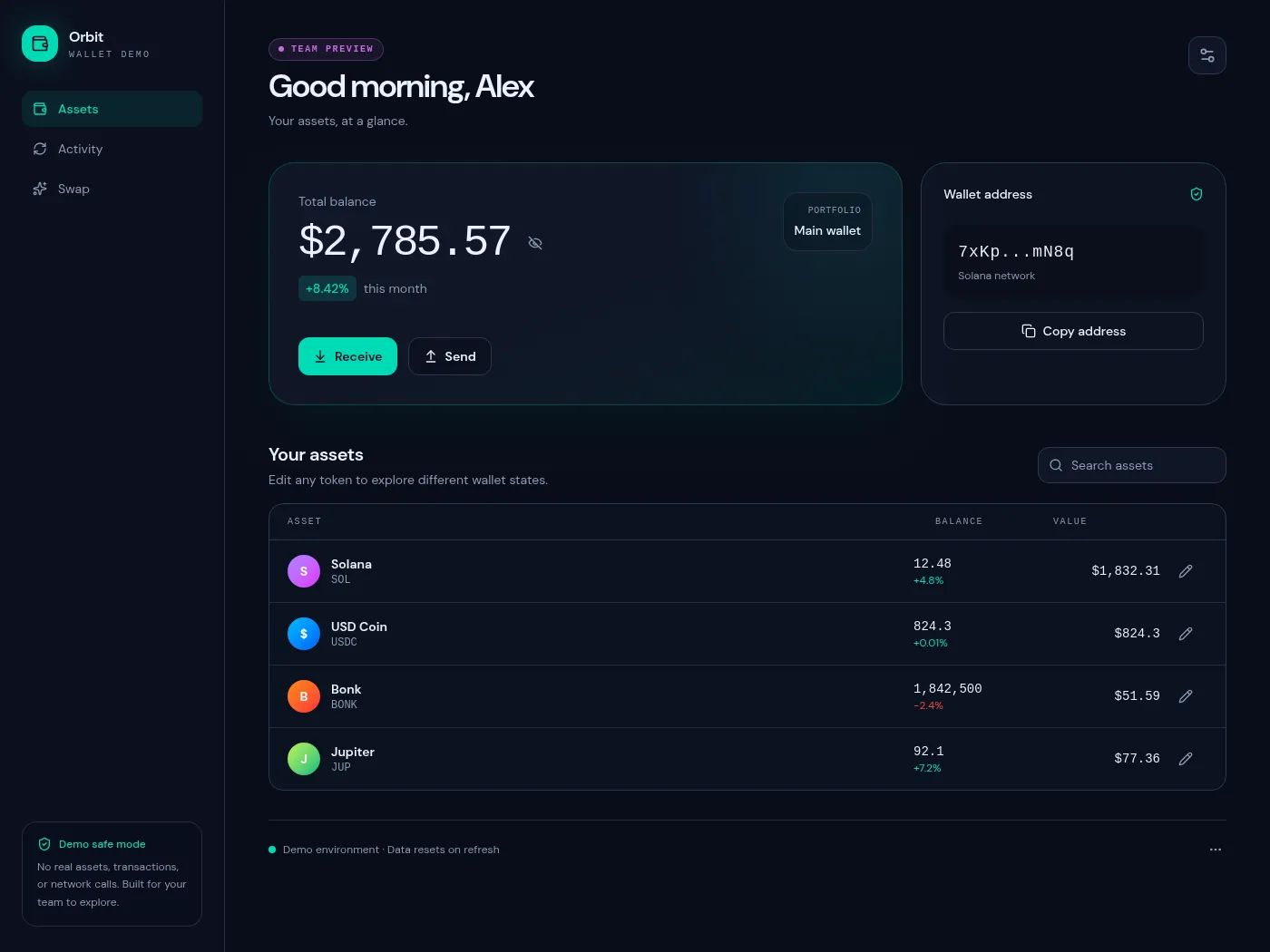 Crypto Wallet UI Demo