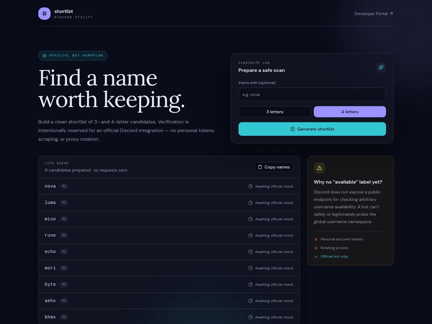 Discord Short Username Checker