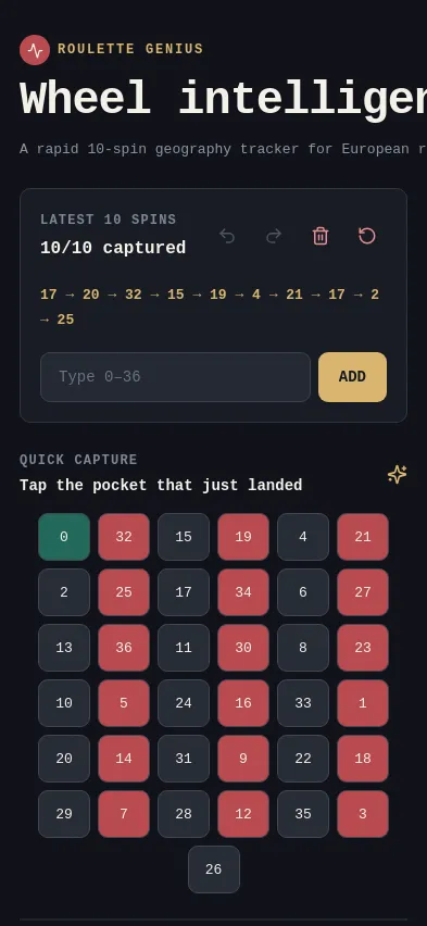 Roulette Genius Tracker