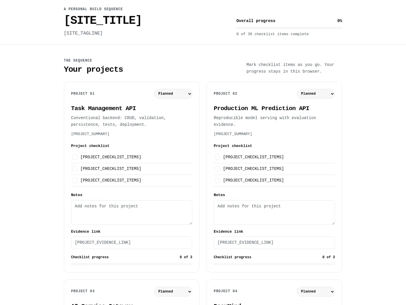 Minimalist AI-Eng Roadmap Tracker
