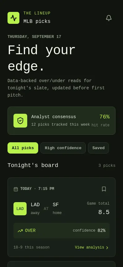 MLB Over/Under Picks