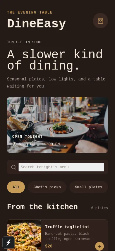 DineEasy Restaurant App