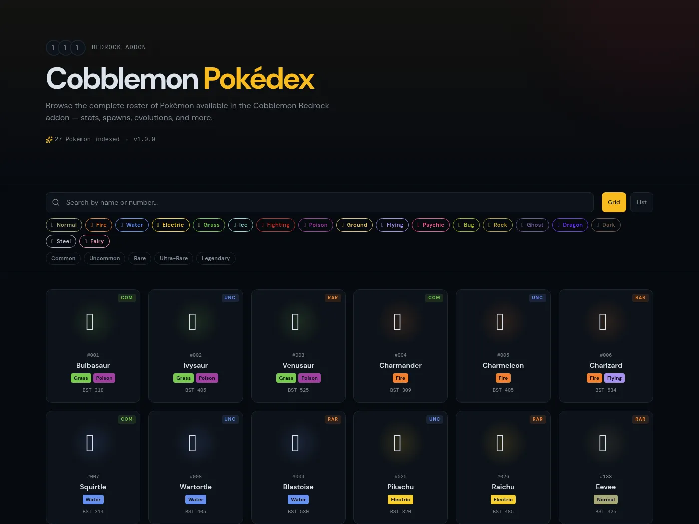 Cobblemon: Bedrock Pokémon Mod