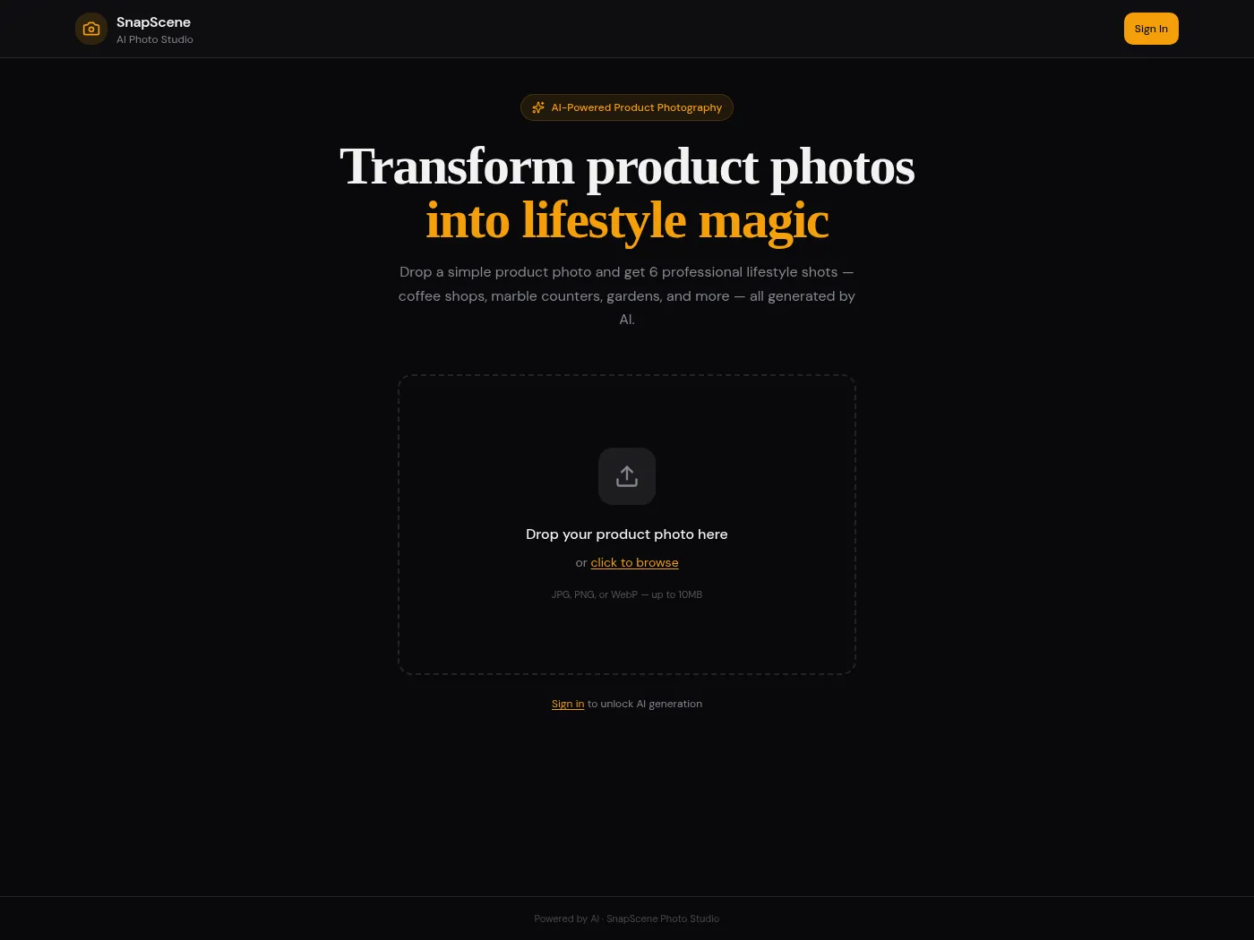 SnapScene AI Photo Studio